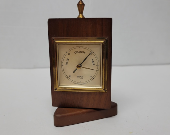 Hoffritz Desktop Barometer and Pencil Cup Spinning Wood Vintage ...