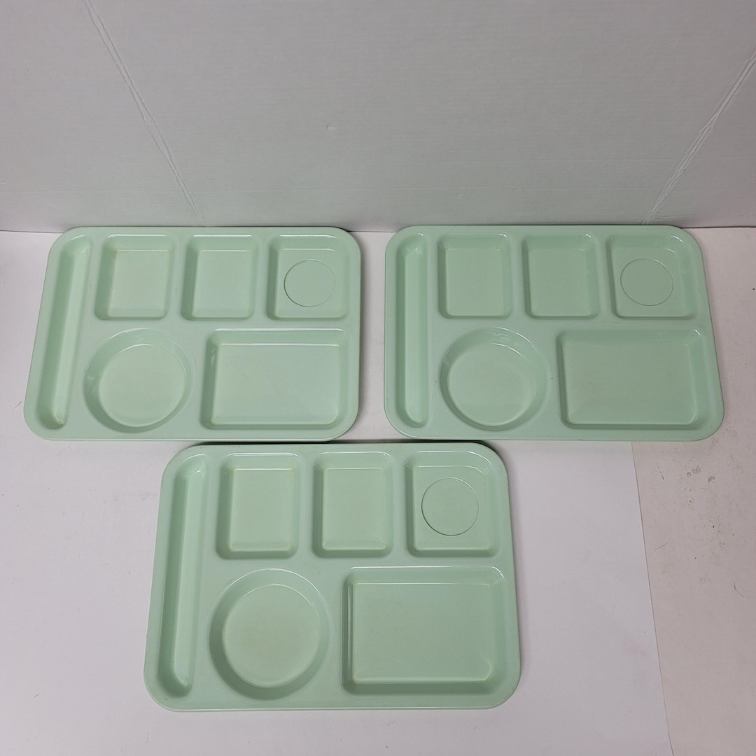 3 Cafeteria Trays Vintage Divided Lunch Trays Mint Seafoam Green Si ...