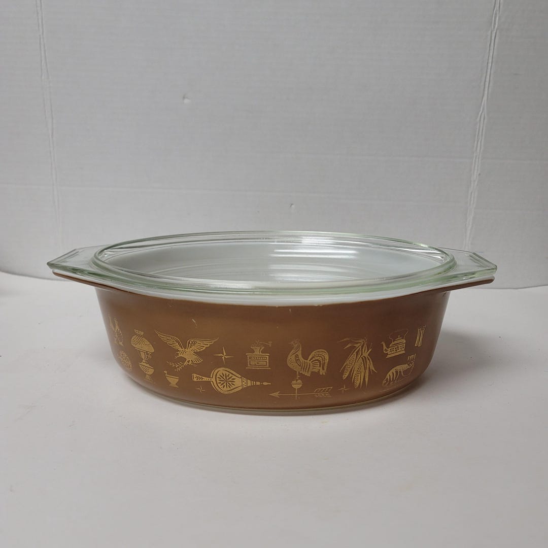 Pyrex Early American 045 Oval Casserole Dish With Clear Lid 945C-4 ...