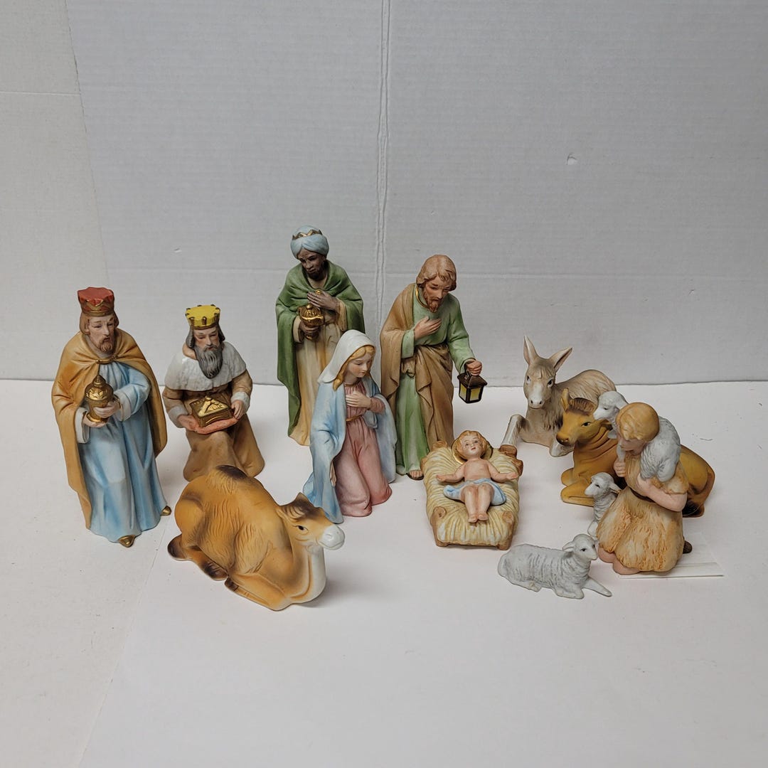 11 Pc Nativity Set HOMCO Vintage Ceramic Christmas Decoration Mary ...
