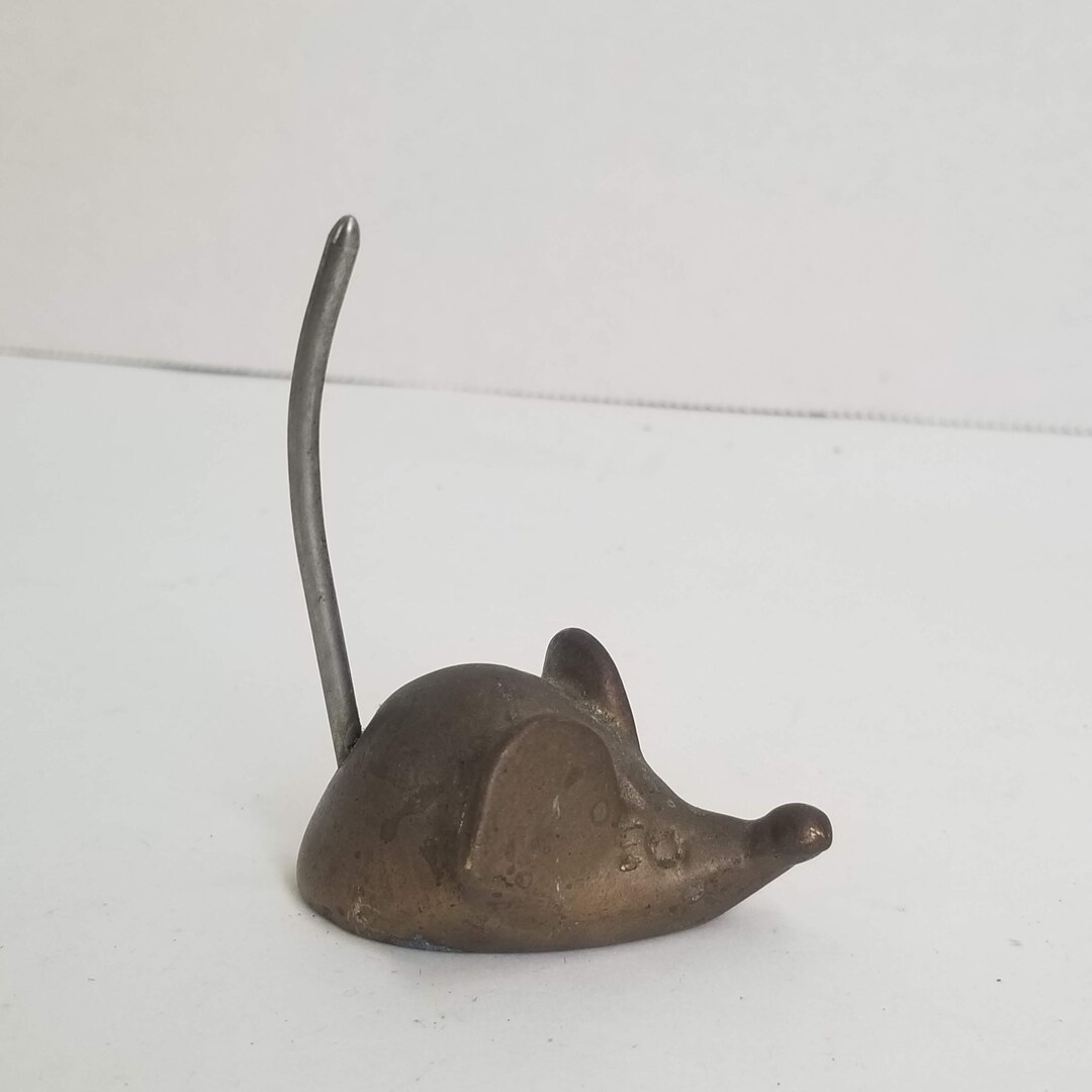 Brass Mouse Figurine Vintage Small Decorative Mouse Long Tail Memo ...