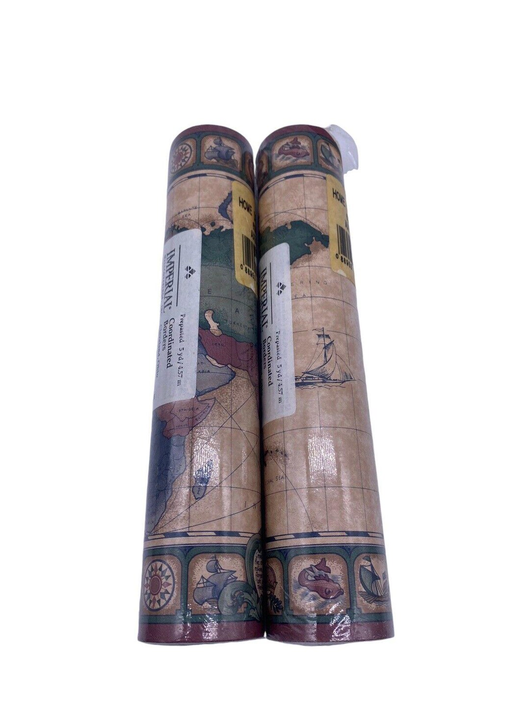 Imperial Old World Map Wallpaper Border Set Lot 2 Dark Red Border ...