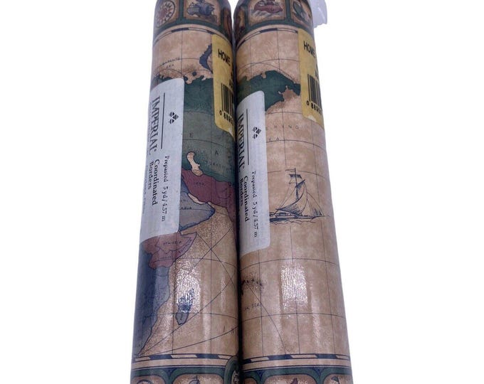 Imperial Old World Map Wallpaper Border Set Lot 2 Dark Red Border ...