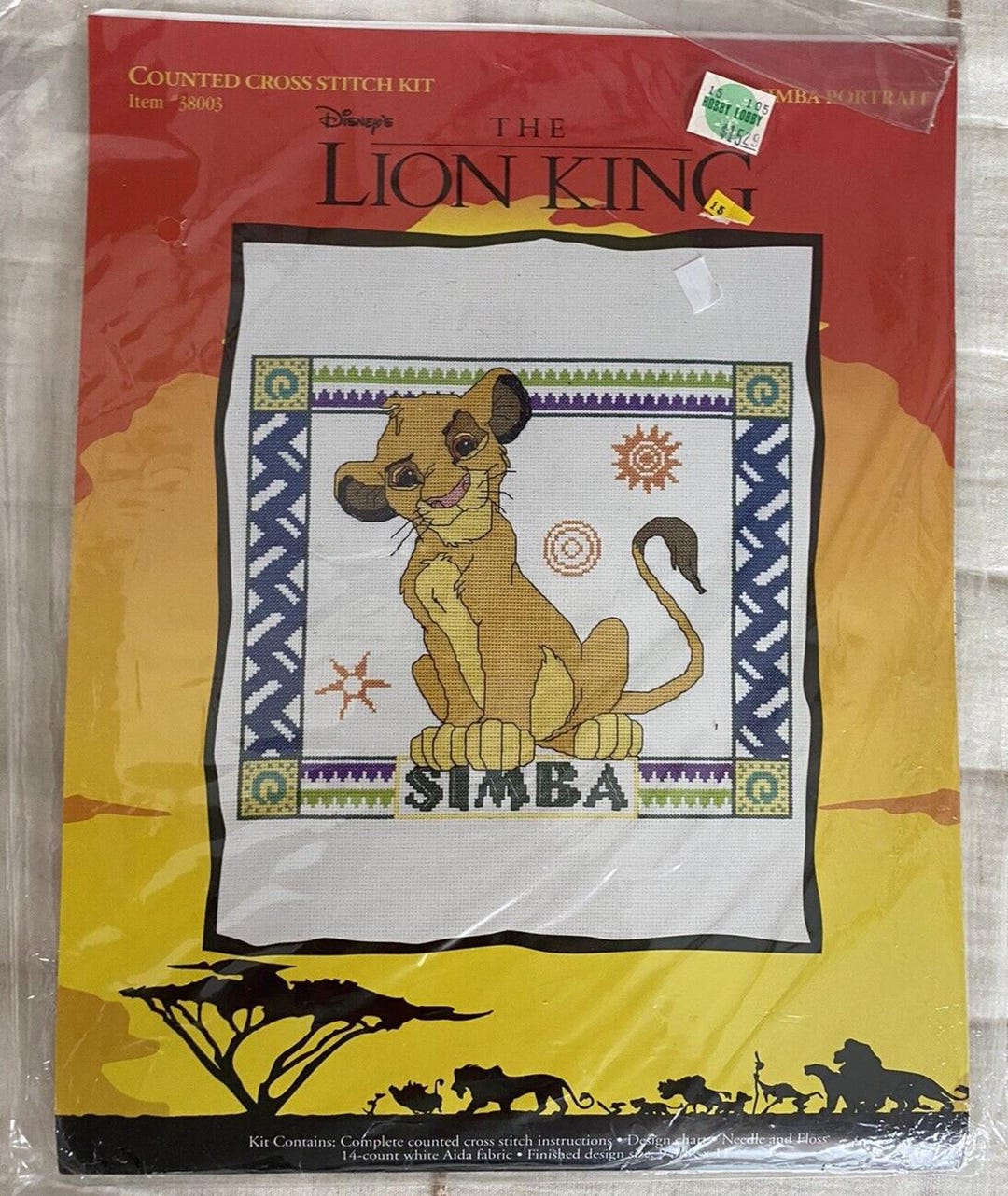 Disney Cross Stitch Kit Lion King Simba Portrait Counted Cross Stitch ...