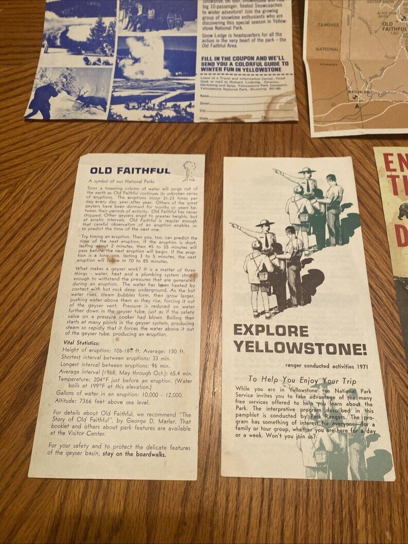 Yellowstone National Park Ephemera Pamphlet Brochure Map 1960s 1970s ...