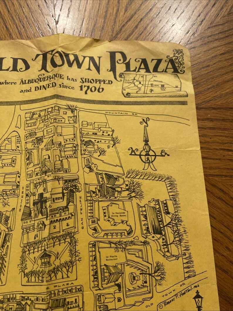 Old Town Plaza Albuquerque Map Brochure Fold Out Vintage 1960s Robert ...