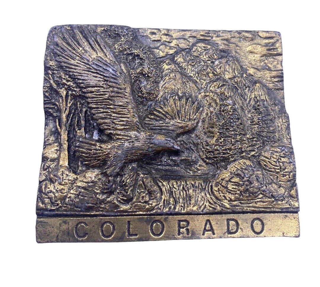 Vintage Colorado Belt Buckle Eagle Raised Etched Design Spec Cast 1970s ...