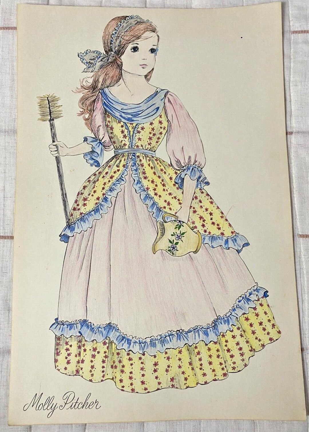 Ellen Nelson Page Art Print Molly Pitcher 17"x12" Vintage Revolutionary ...