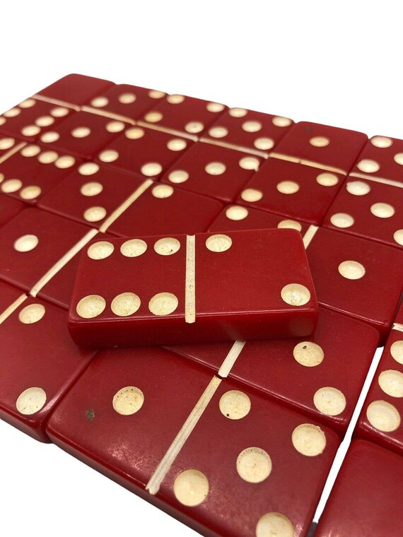 Vtg Bakelite Dominoes Domino Pieces Deep Cherry Red 19 Pcs - Etsy