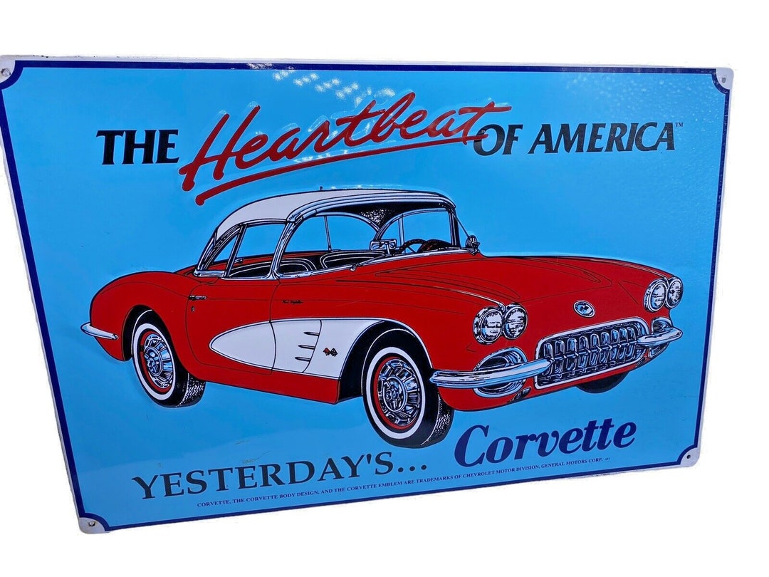 Corvette the Heartbeat of America Metal Sign Retro Man Cave Garage ...