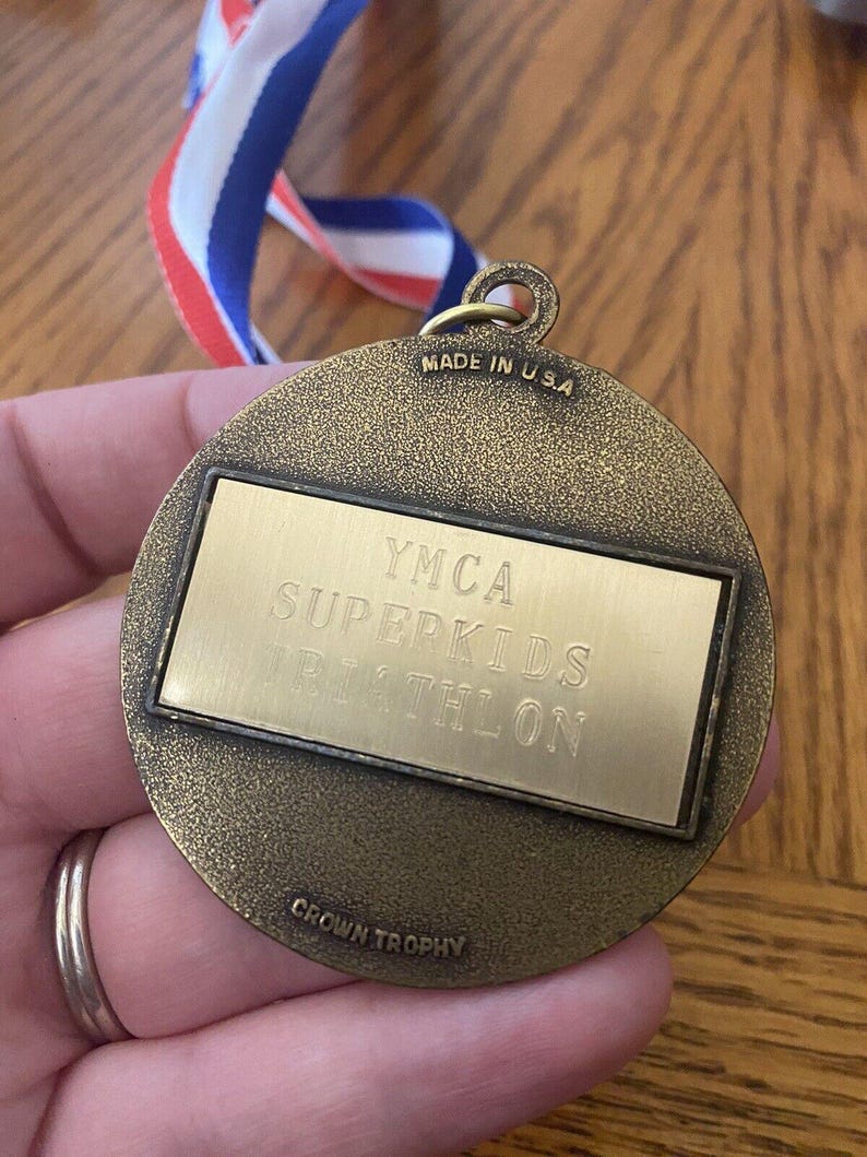 RARE YMCA Superkids Super Kids Triathlon Medals Set Lot 2 Vintage 90s 2 ...