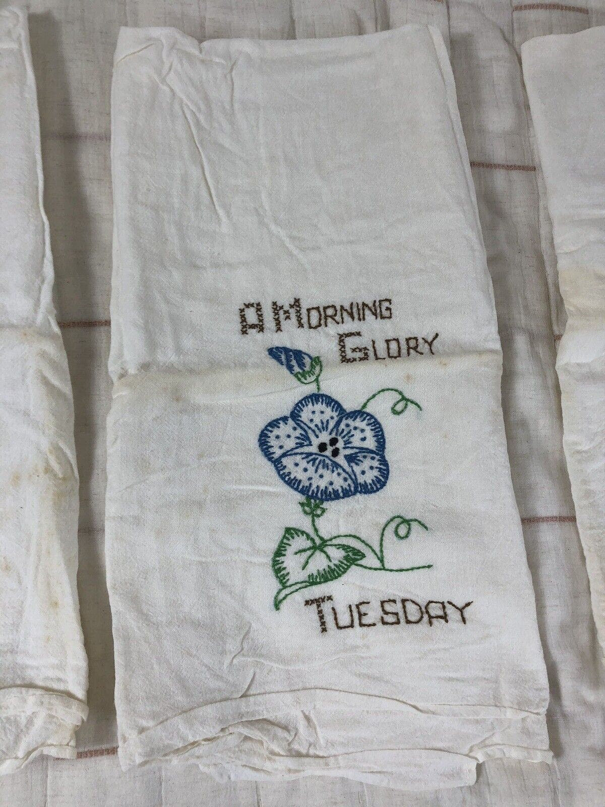 Vintage Days of the Week Tea Towels Set Lot 8 Shop & Church Day ...