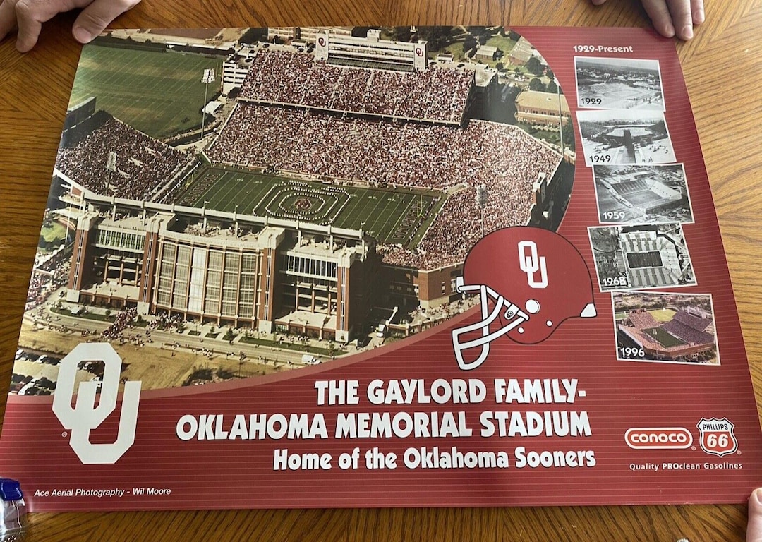 OU Sooners Poster the Gaylord Family Memorial Stadium Oklahoma Vintage ...