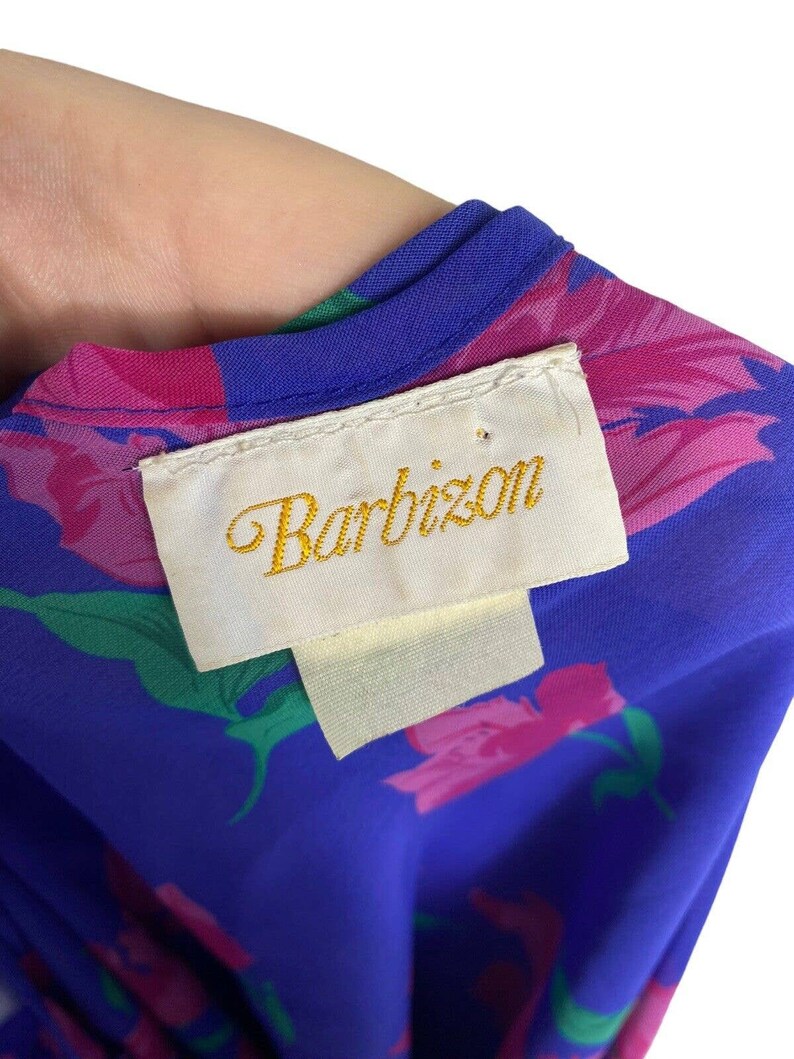 Vtg Barbizon Peignoir Set Nightgown Robe Chiffon Negligee Blue Floral ...