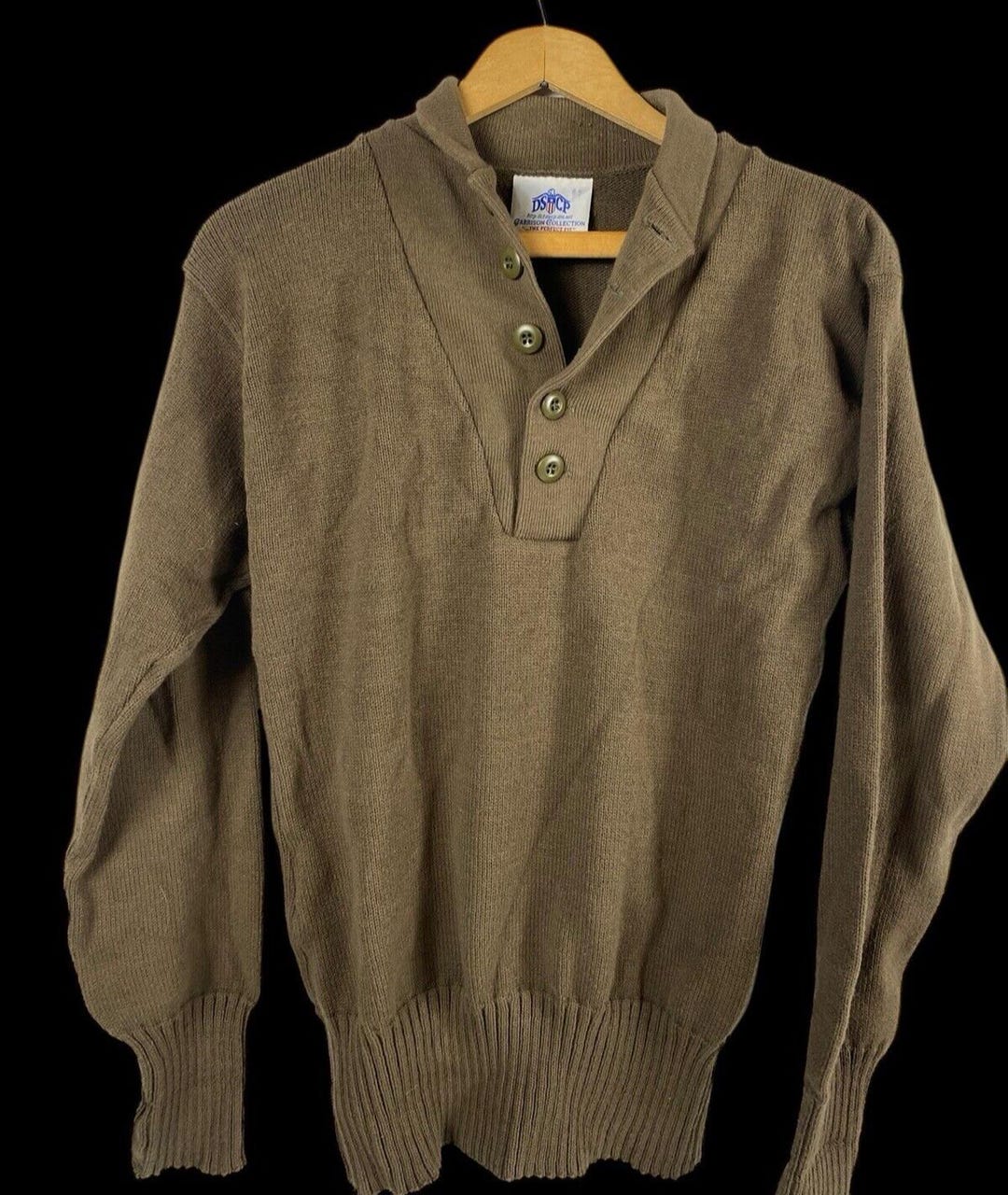 DSCP US Army Sweater Size M Garrison Collection Henley Button 1967 ...