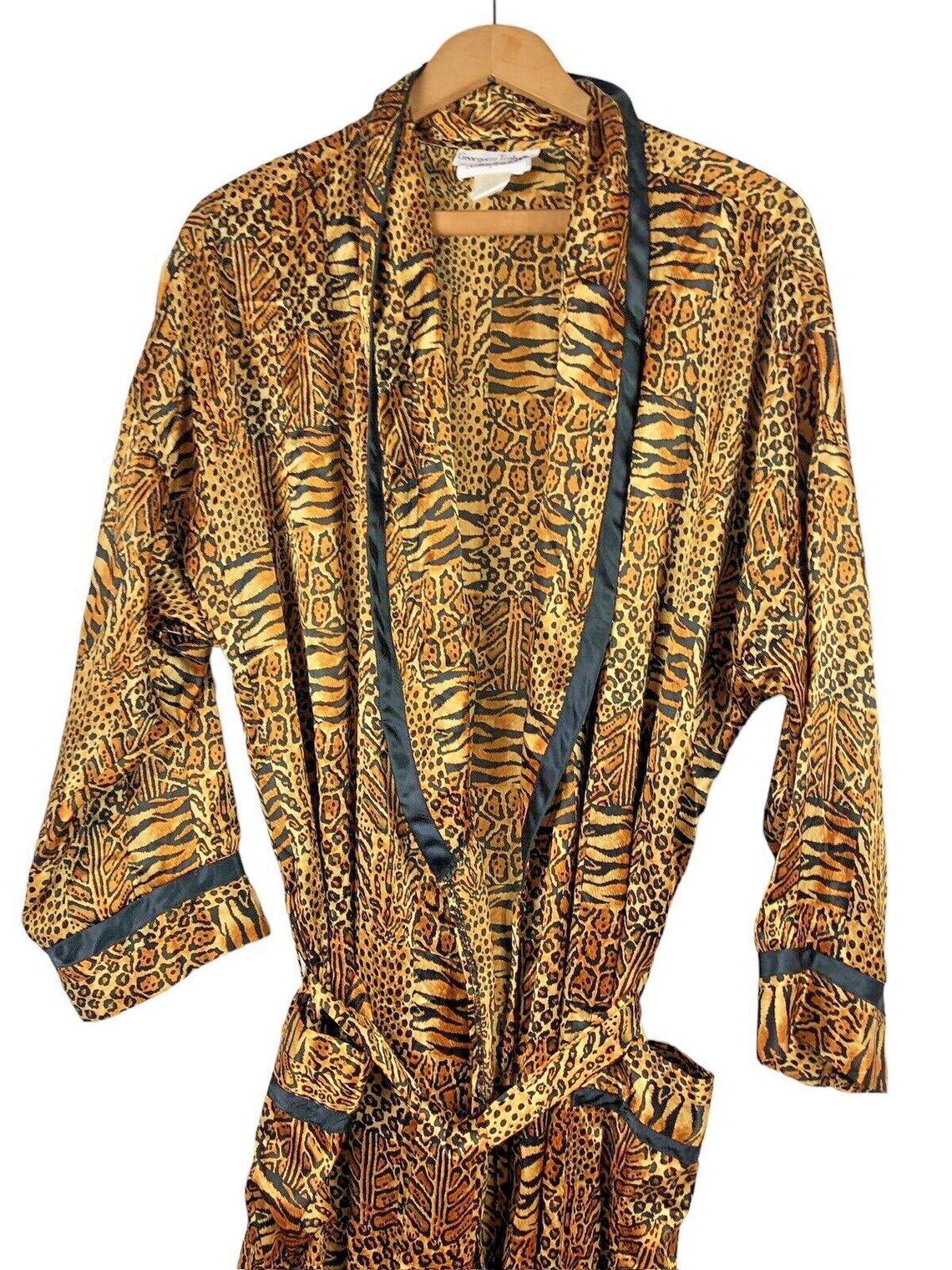 Georgette Trabolsi Neiman Marcus Robe Silky Leopard Animal Print Large ...
