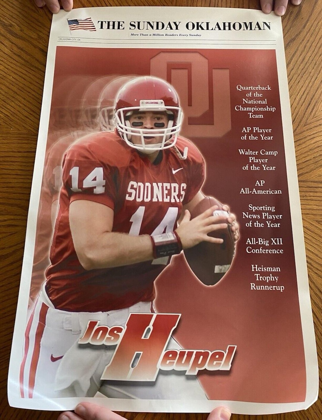 Josh Heupel OU Poster the Sunday Oklahoman University of Oklahoma ...