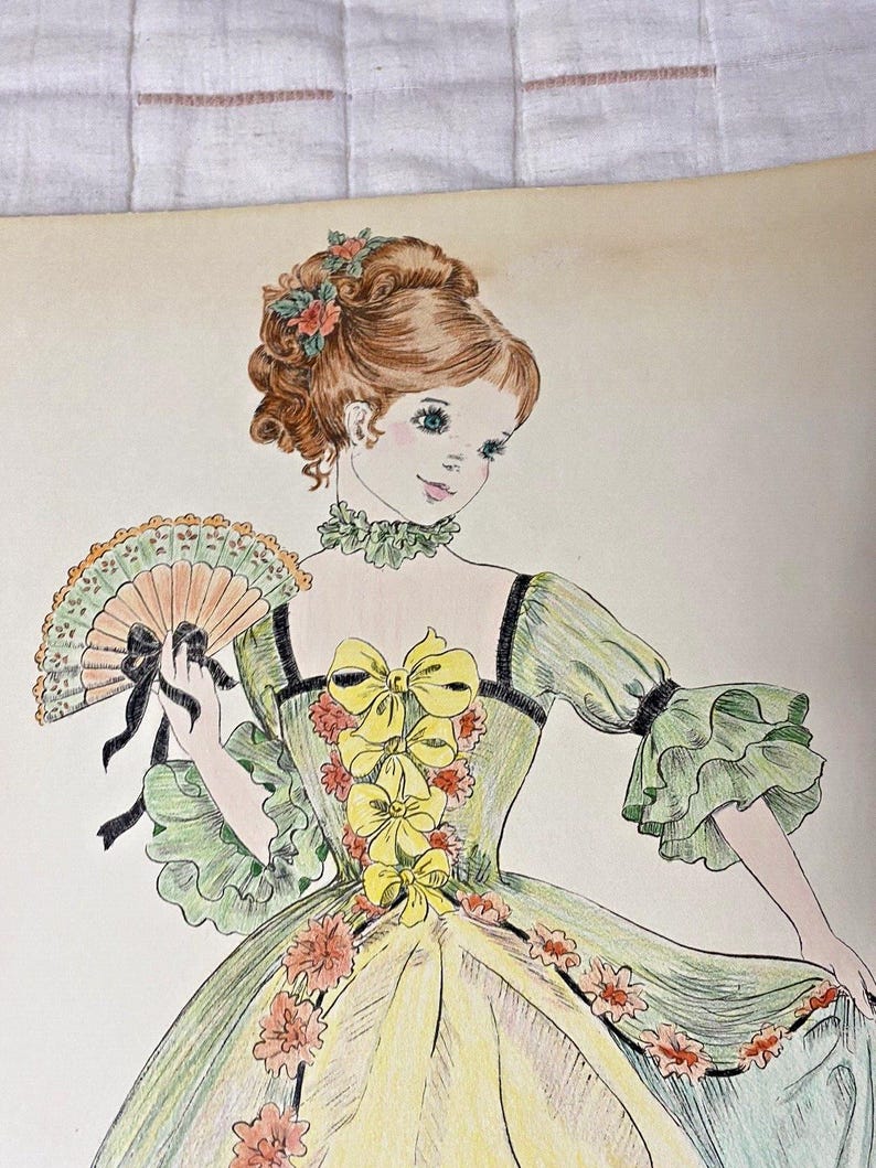 Ellen Nelson Colored Page Art Print Dollie Madison 17.5"x12" Vintage ...