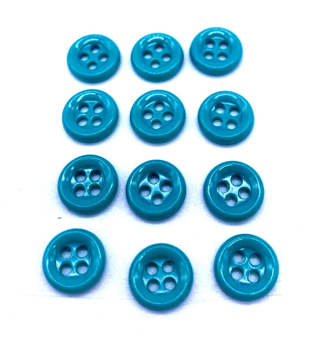 Teal Blue Green Buttons TINY Mini Set Lot 12 Dozen Sewing Crafts ...