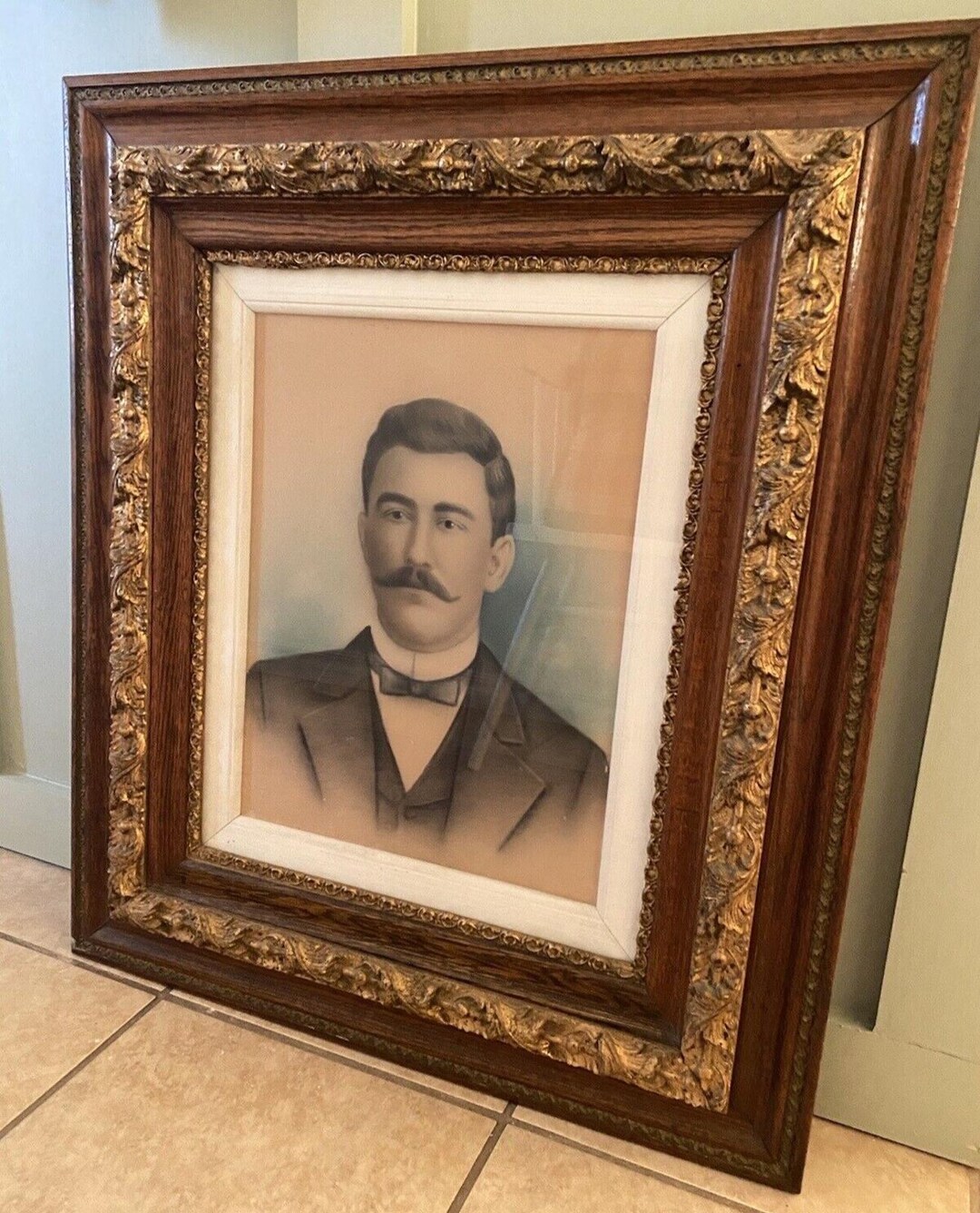 Antique Portrait Huge Heavy Ornate Frame Wood 1800s Early 1900s ...
