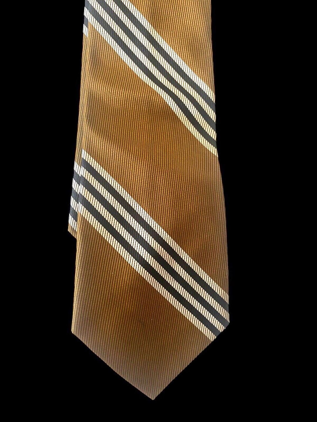 1960s Tie Snap on Snapper Vintage Necktie Skinny Brown Gold Tan Repp ...