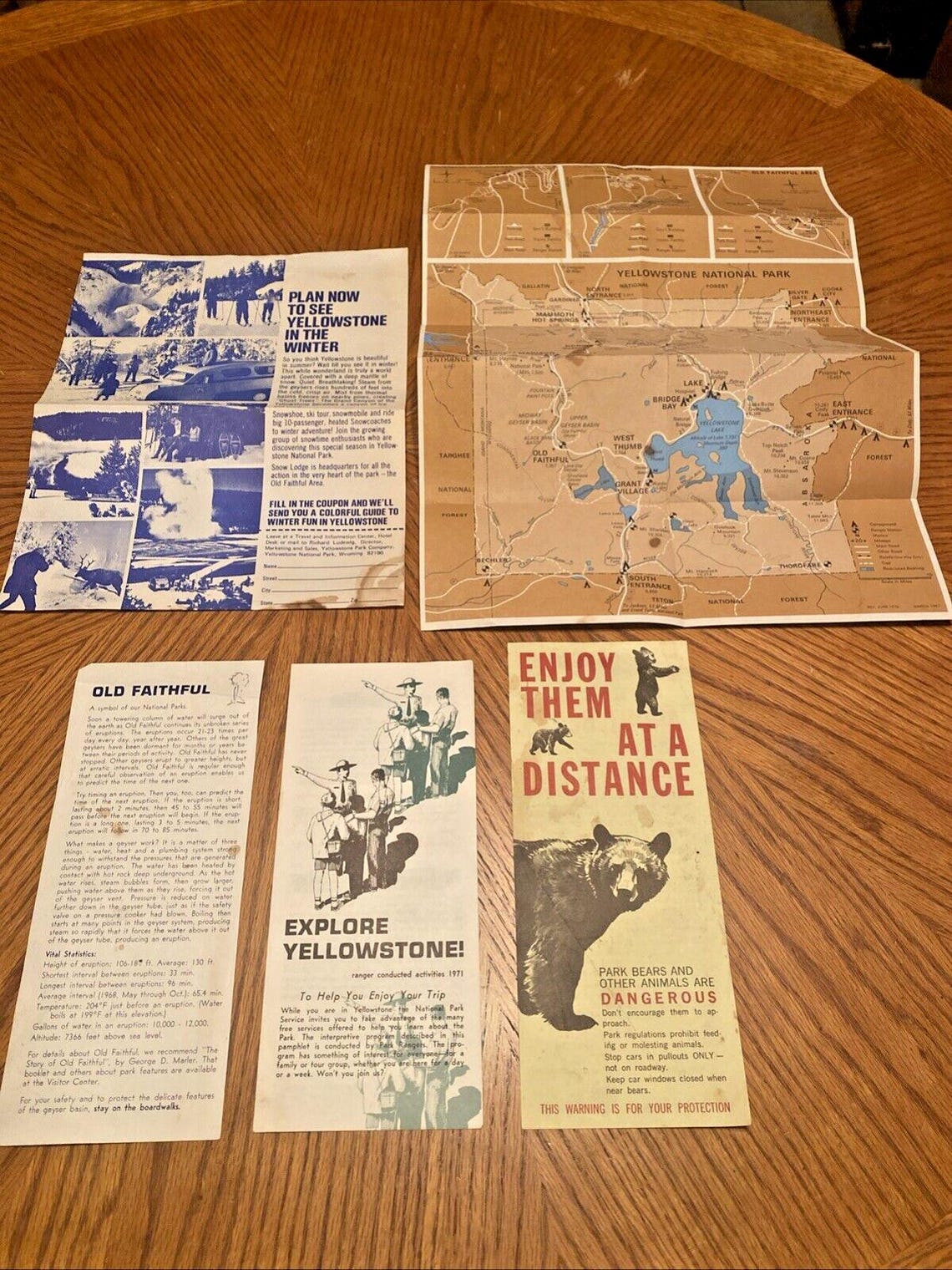 Yellowstone National Park Ephemera Pamphlet Brochure Map 1960s 1970s ...
