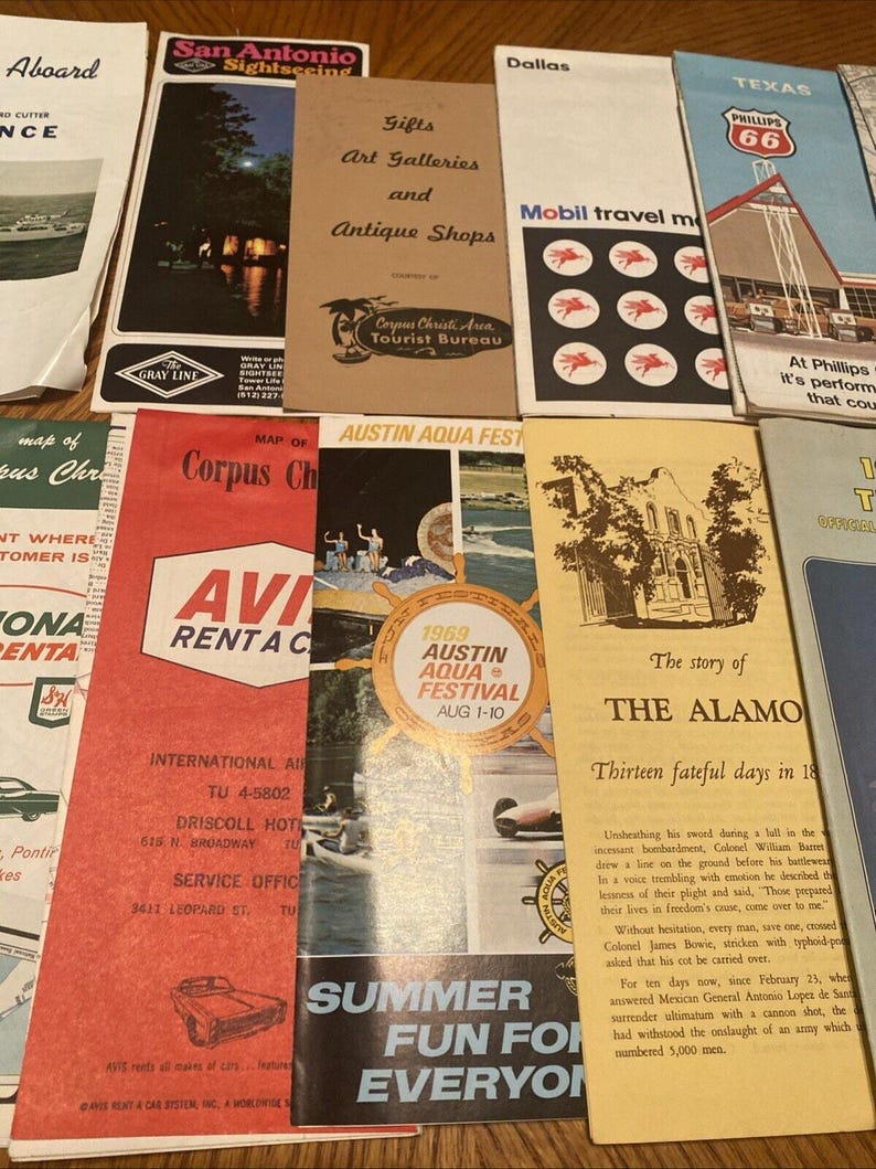 Texas Travel Brochure Map Pamphlet Set Lot 15 Pcs Vintage 1960s 1970s ...