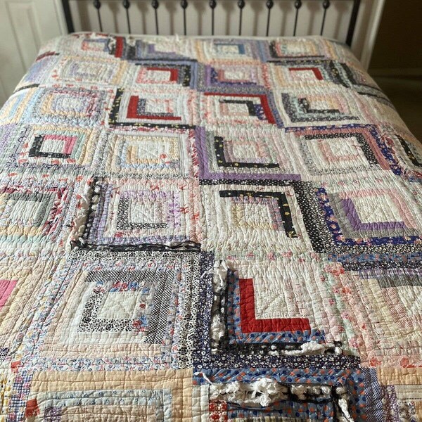 Handmade Log Cabin Quilt - Etsy