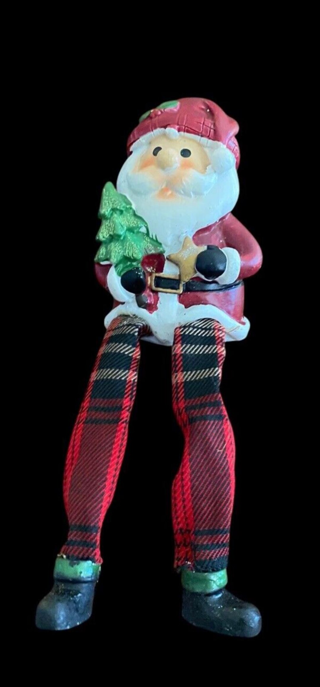 Santa Claus Shelf Sitter Sitting Figure Figurine Christmas Long Legs ...
