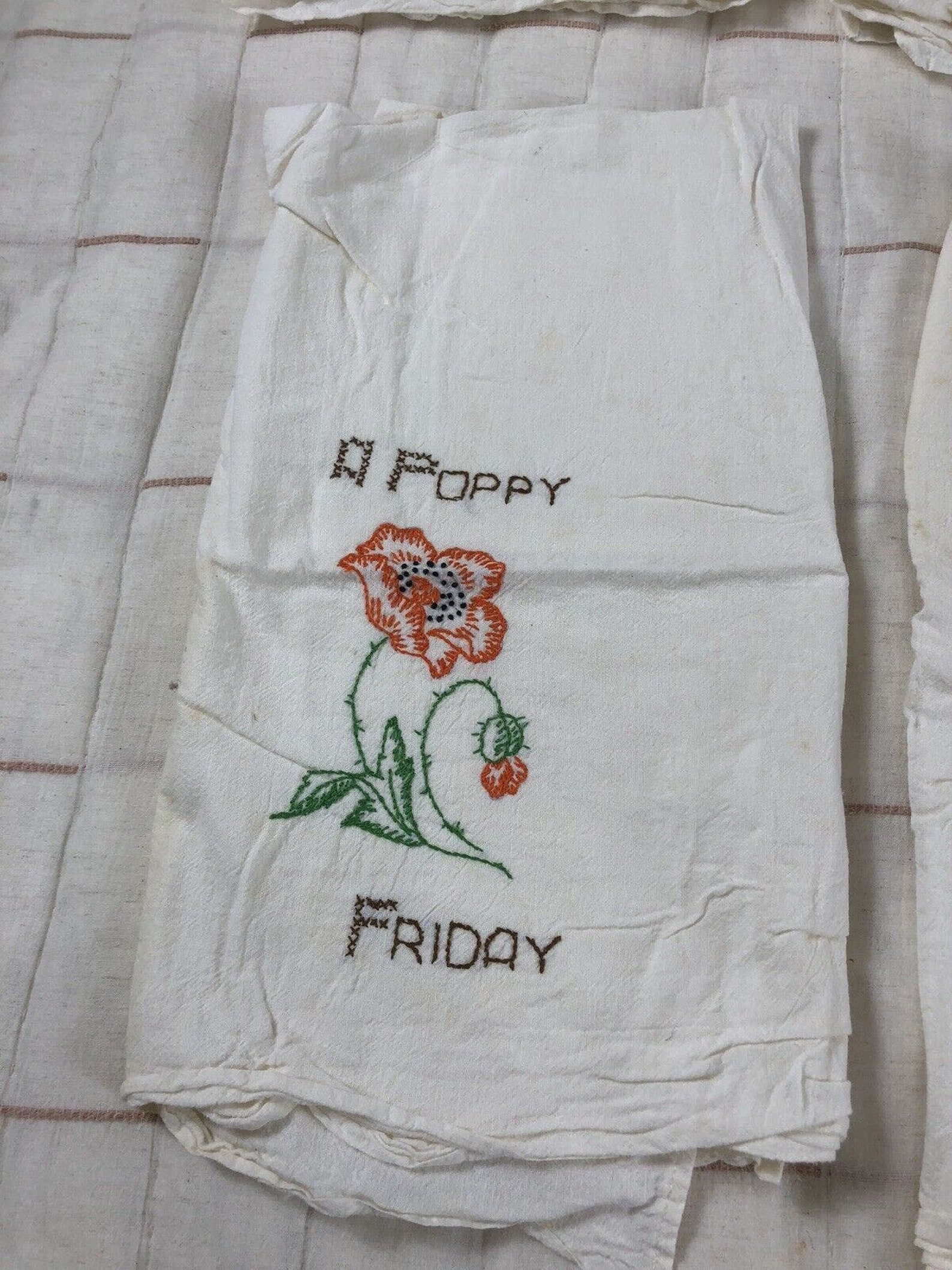 Vintage Days of the Week Tea Towels Set Lot 8 Shop & Church Day ...