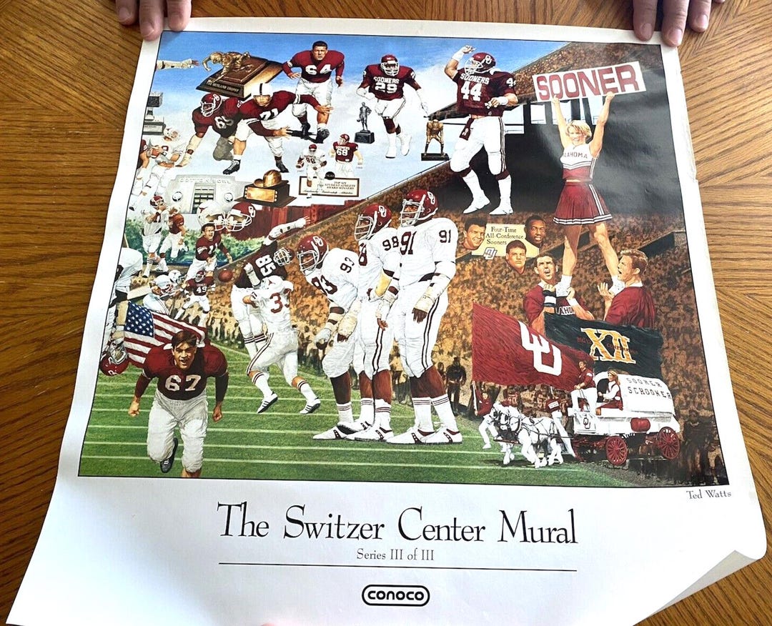 OU Barry Switzer Center Mural Poster #3 III Oklahoma Sooners Conoco ...