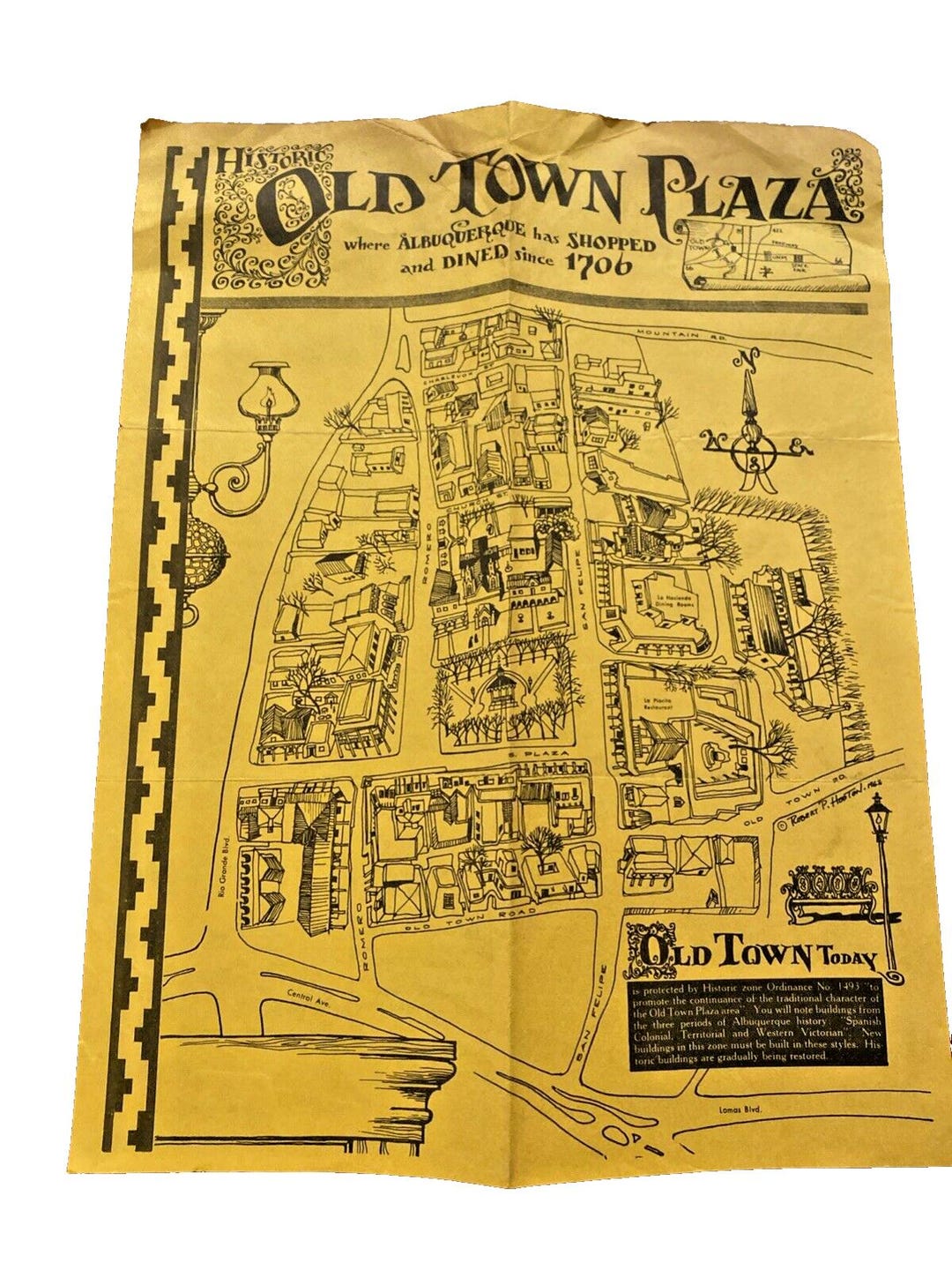Old Town Plaza Albuquerque Map Brochure Fold Out Vintage 1960s Robert ...