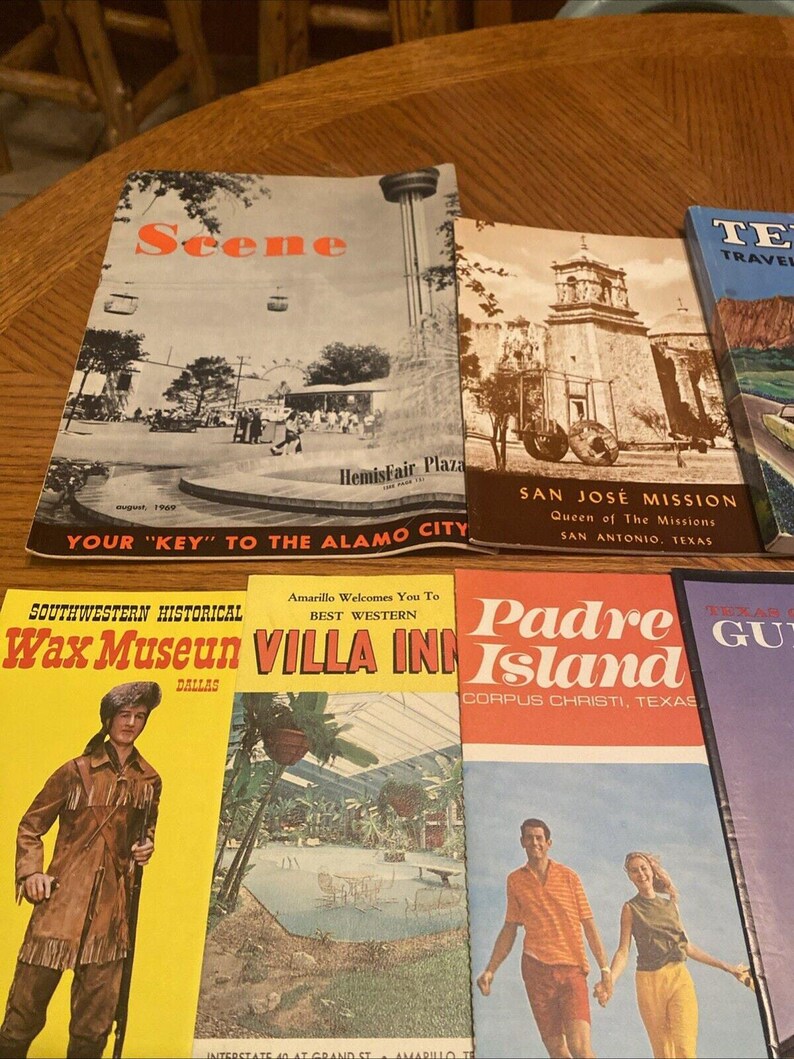 Texas Travel Map Brochure Pamphlets Guide Booklets Vintage 1960s 1970s ...