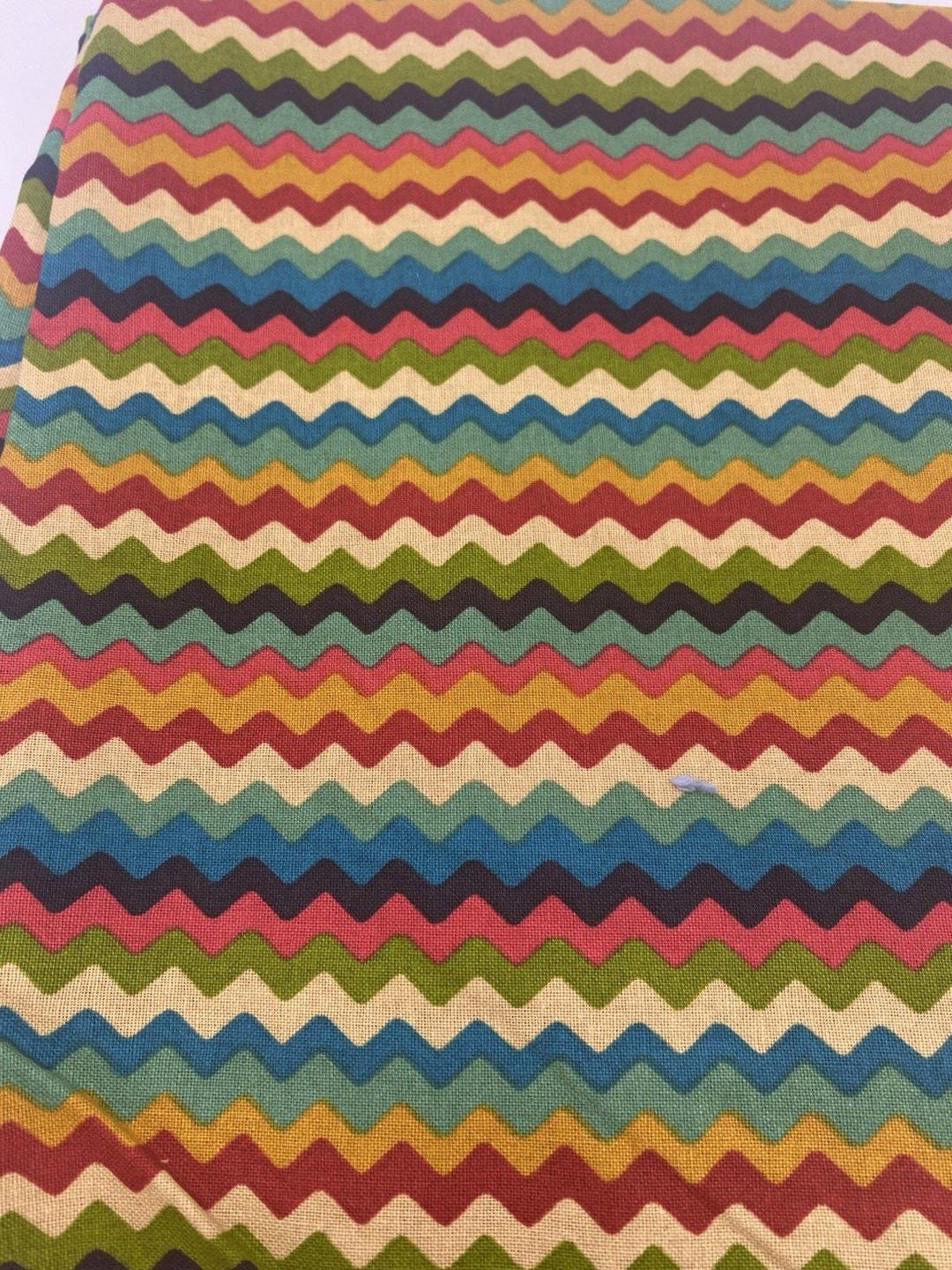 Chevron Zig Zag Fabric Multicolor Retro 70s Inspired Vintage 90s 1.25 ...