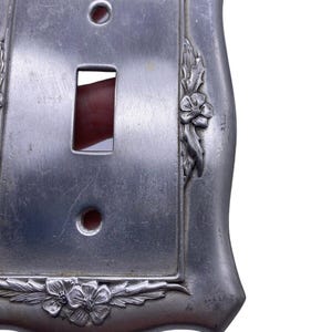 VTG Fine Pewter Switch Plate Cover 80s Floral Vine Edge Flower Romantic ...