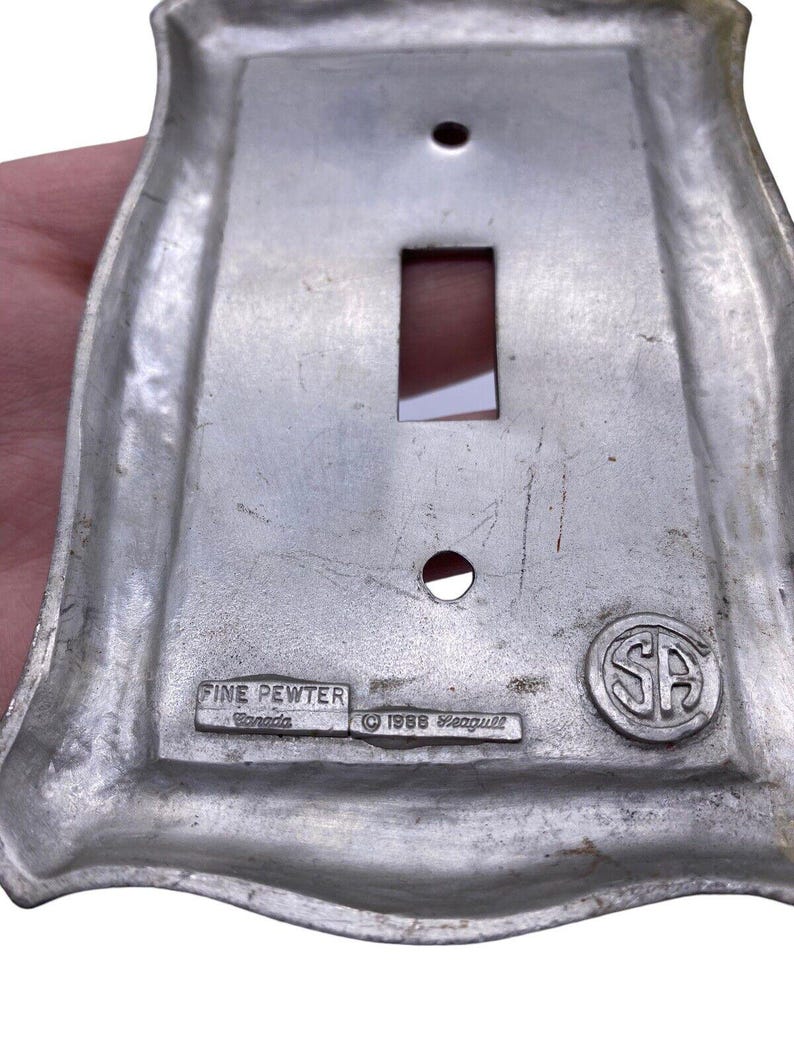 VTG Fine Pewter Switch Plate Cover 80s Floral Vine Edge Flower Romantic ...