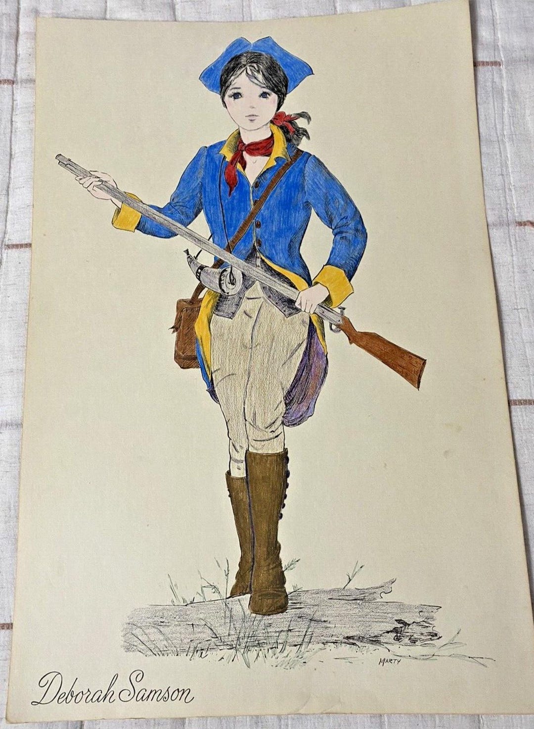 Ellen Nelson Color Art Print Deborah Samson 17x12" Vintage ...