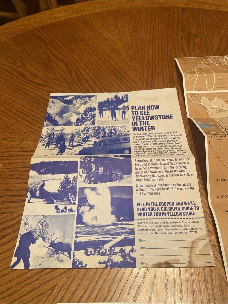 Yellowstone National Park Ephemera Pamphlet Brochure Map 1960s 1970s ...