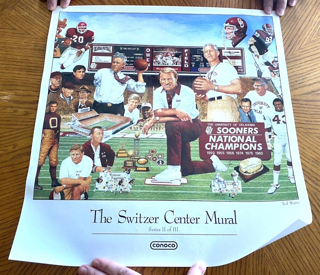 OU Barry Switzer Center Mural Poster #2 II Oklahoma Sooners Conoco ...