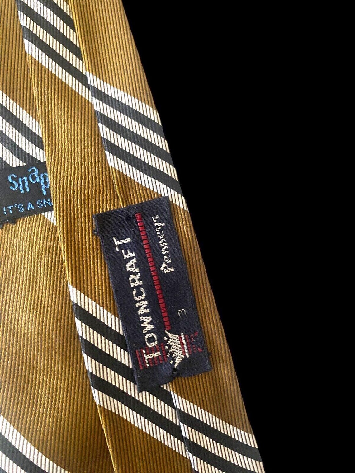 1960s Tie Snap on Snapper Vintage Necktie Skinny Brown Gold Tan Repp ...