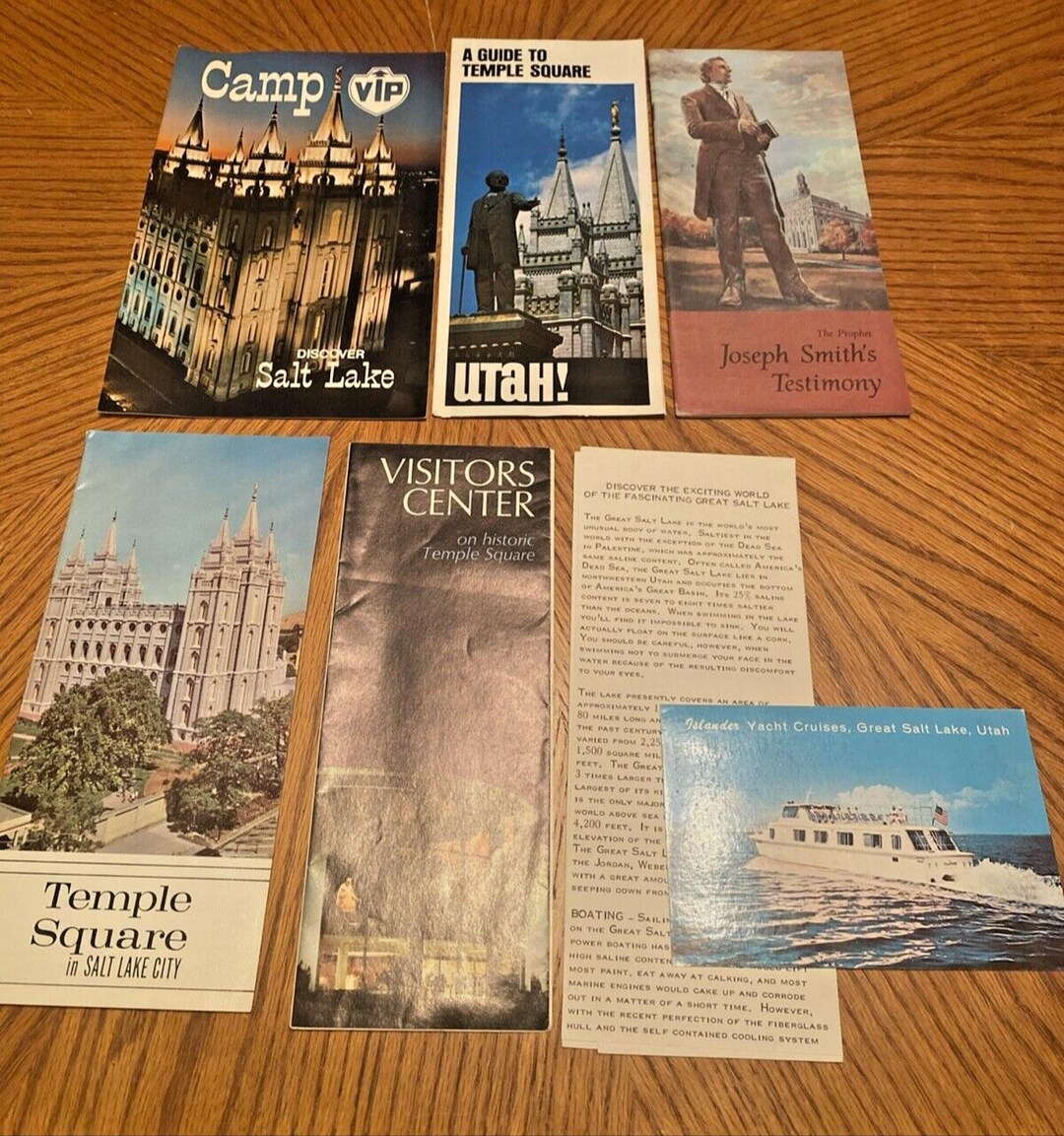 Utah Travel Maps Brochure Pamphlets Temple Square Joseph Smith 1970s ...