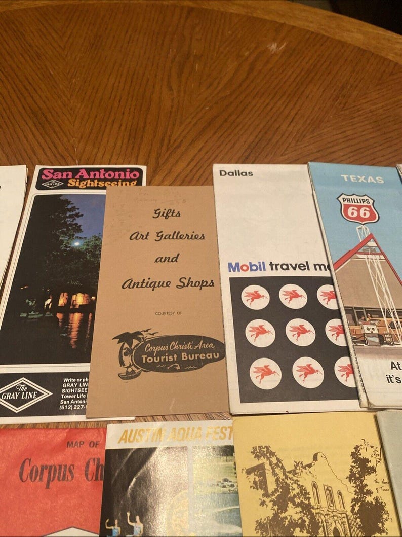 Texas Travel Brochure Map Pamphlet Set Lot 15 Pcs Vintage 1960s 1970s ...