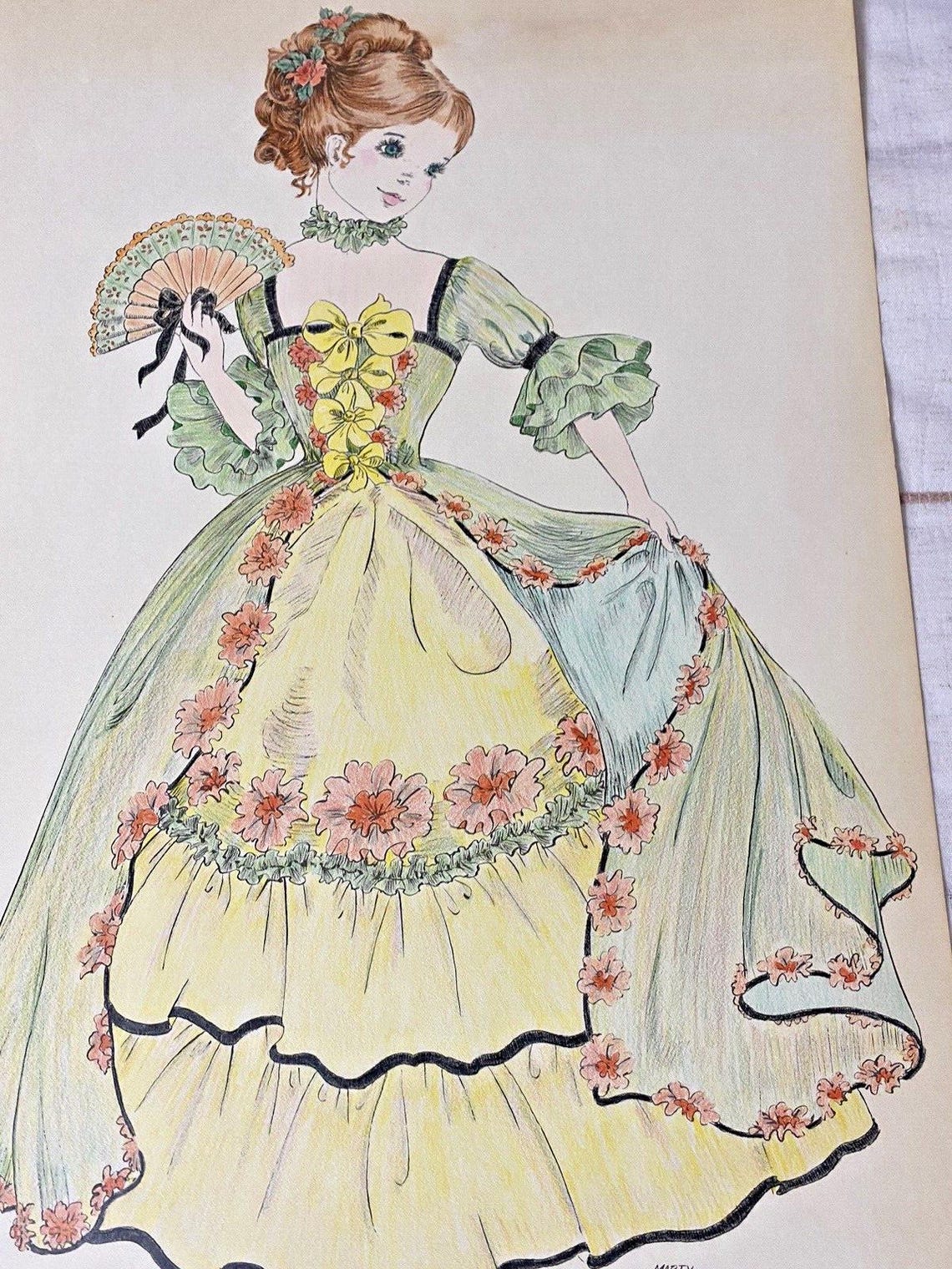 Ellen Nelson Colored Page Art Print Dollie Madison 17.5"x12" Vintage ...