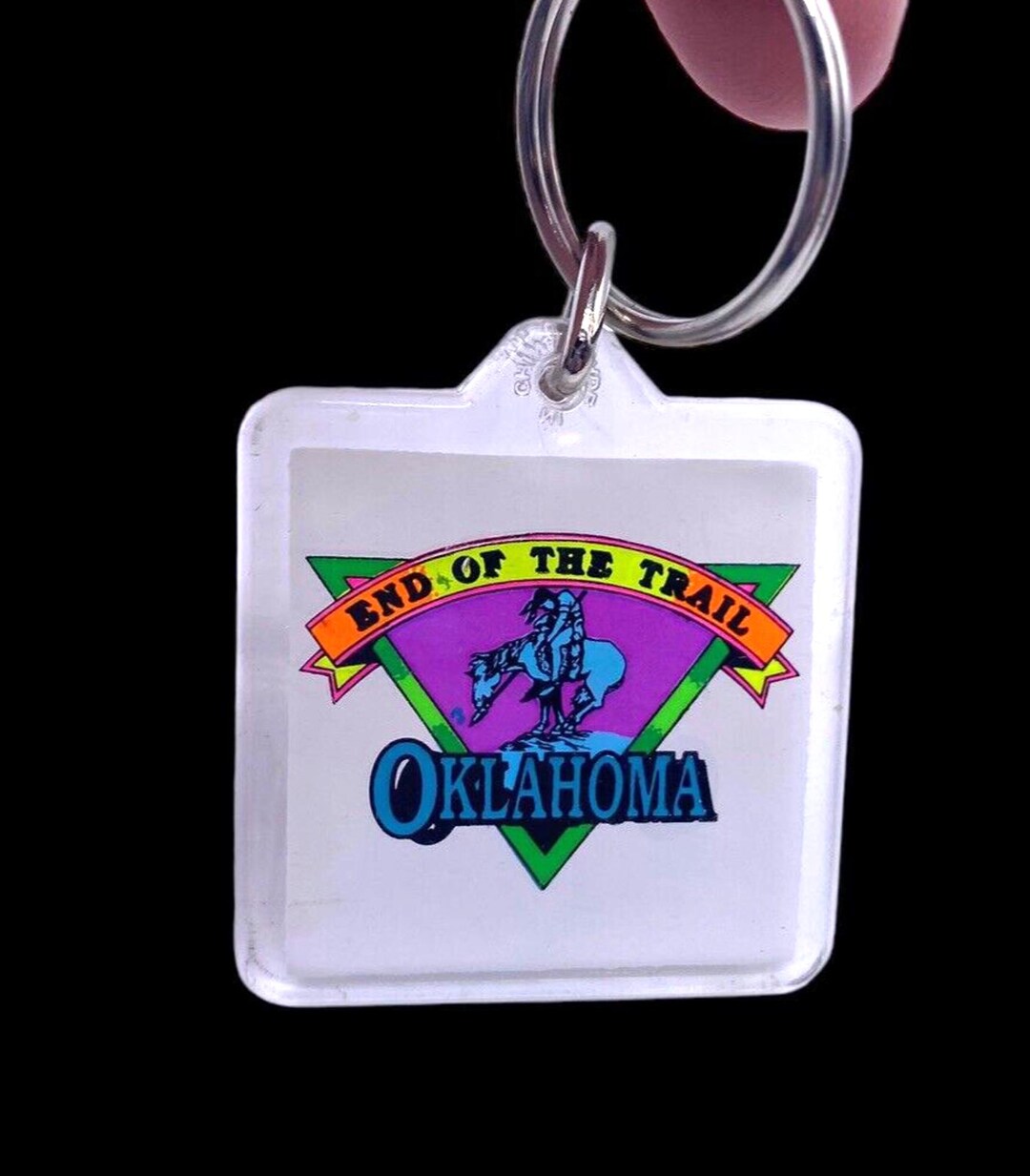 End of the Trail Statue Oklahoma Keychain Key Chain Fob Vintage EUC ...