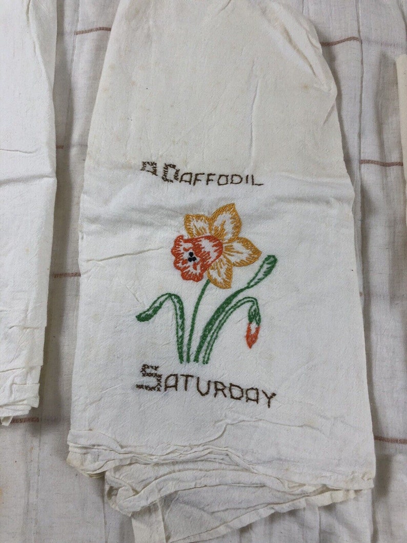 Vintage Days of the Week Tea Towels Set Lot 8 Shop & Church Day ...
