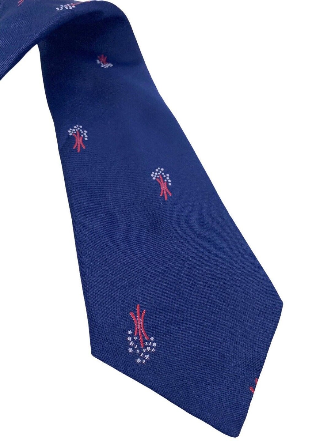 Vintage Sears Extra Long Wide Necktie 70s 80s Blue Floral Fireworks ...