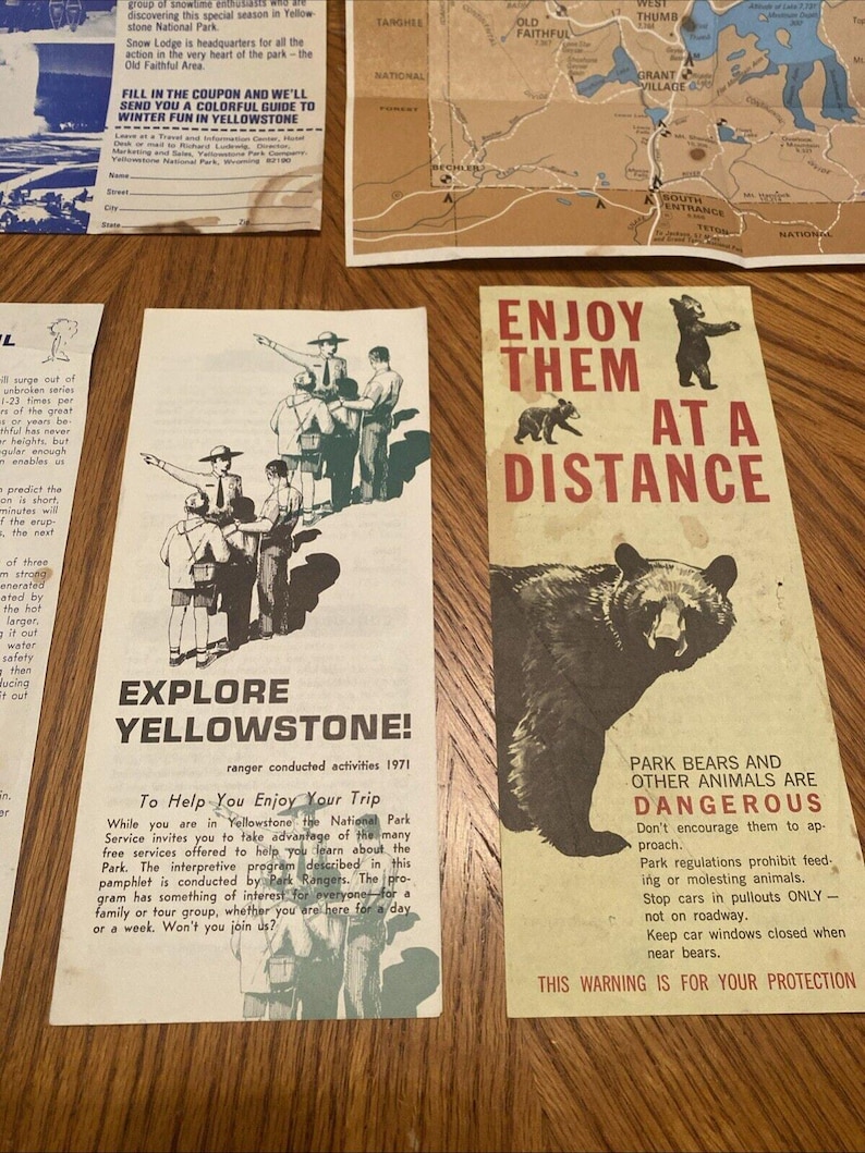 Yellowstone National Park Ephemera Pamphlet Brochure Map 1960s 1970s ...