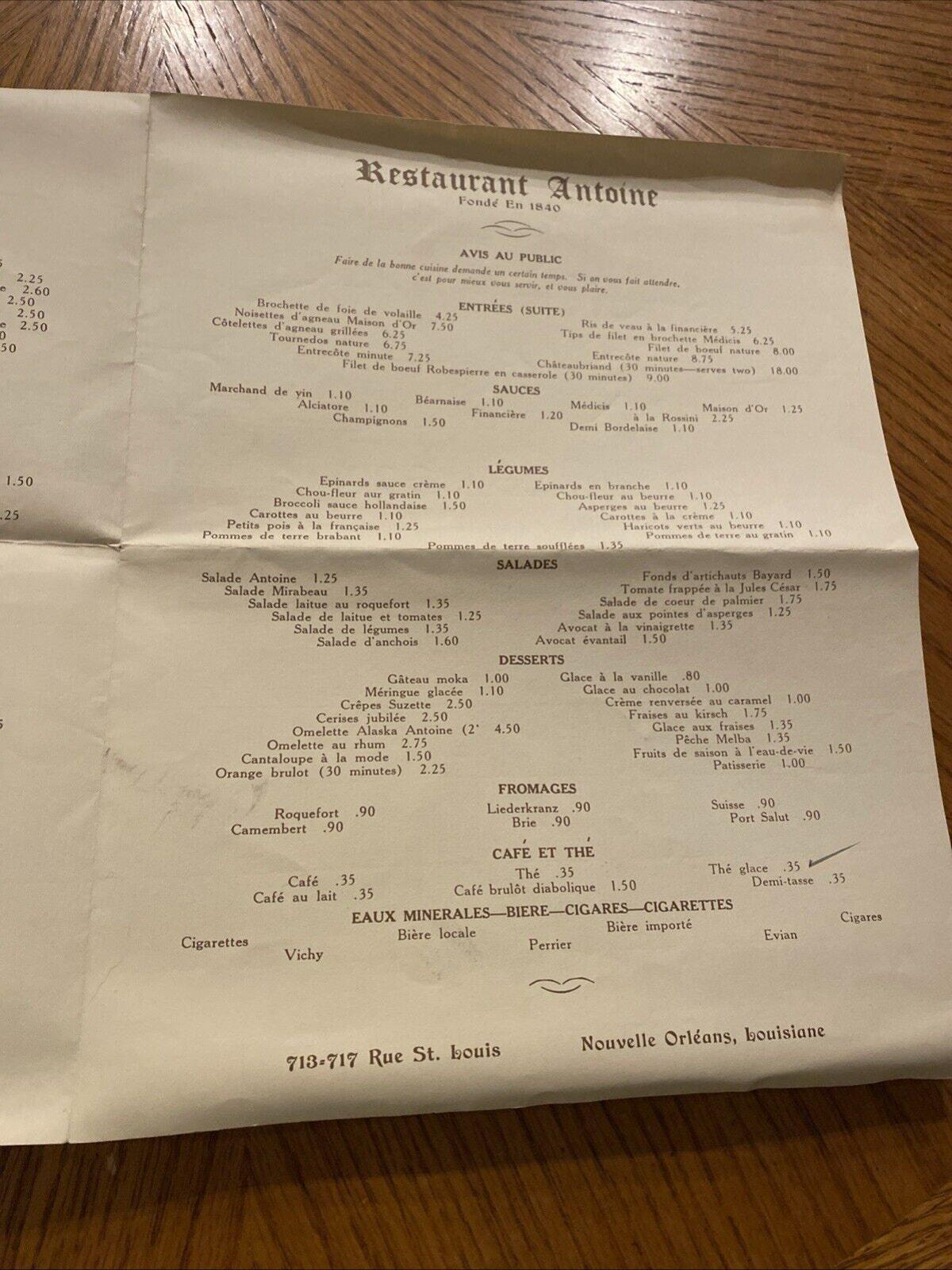 New Orleans Louisiana Vintage Menu Frameable Art Ephemera Restaurant ...