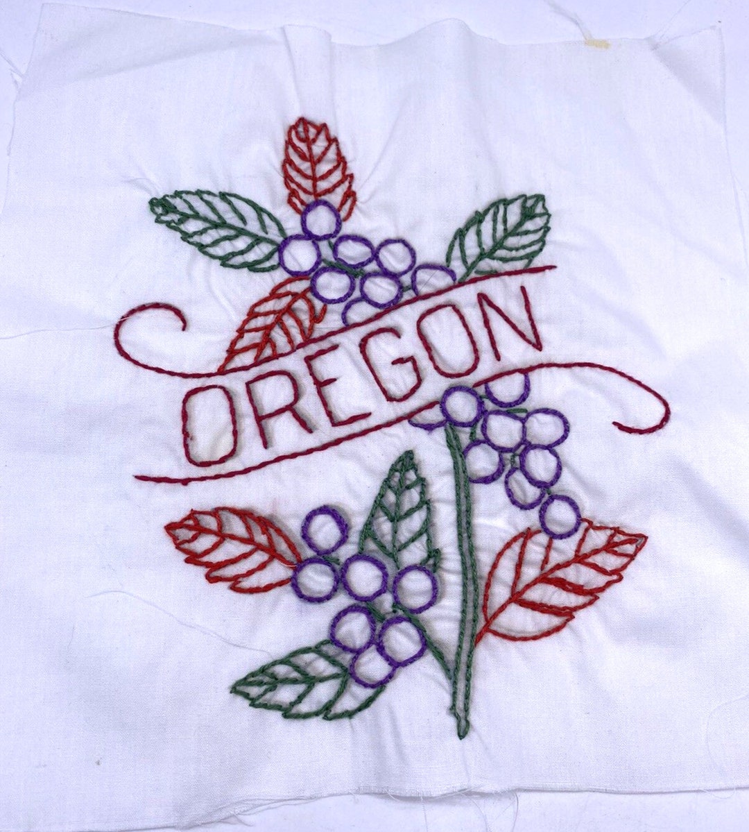 Oregon Floral Embroidered Quilted Square Frameable Art State ...