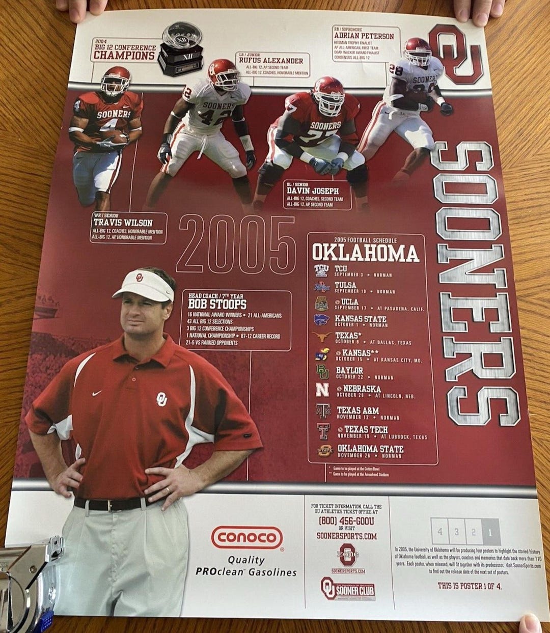 OU Poster Bob Stoops Vintage Conoco 2005 the University of Oklahoma ...